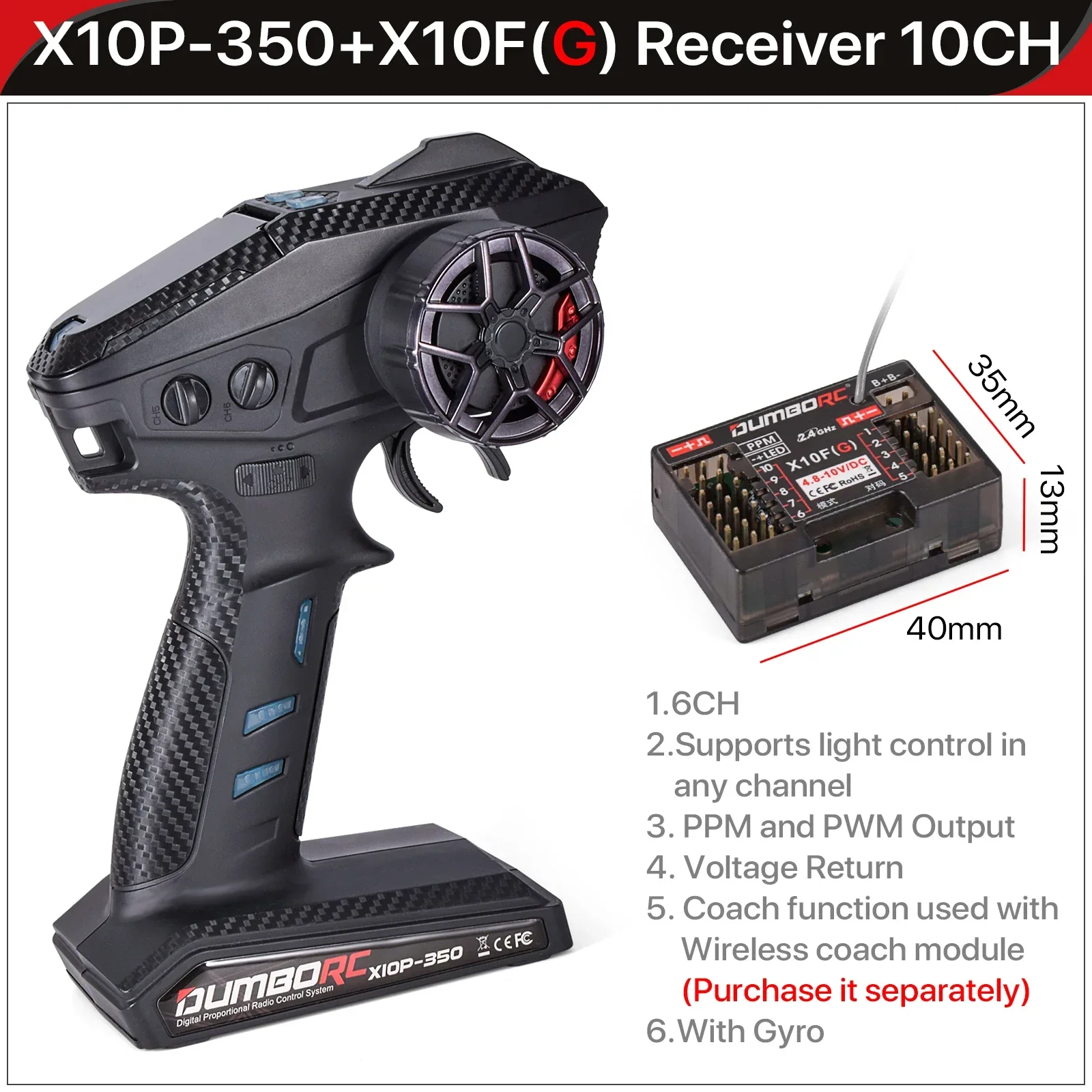 DUMBORC-X10P-350-10F-X10FG-Receiver-10CH-RC-Transmitter-with-10A-ESC-RC ...