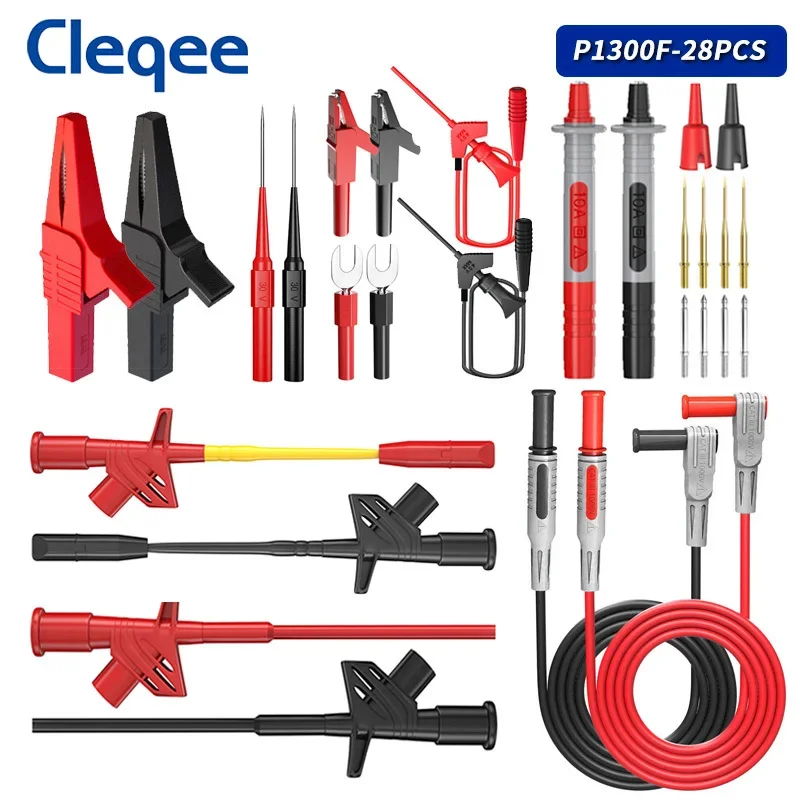 Cleqee-P1300F-28PCS-Professional-Multimeter-Test-Lead-Kit-4mm-Banana ...