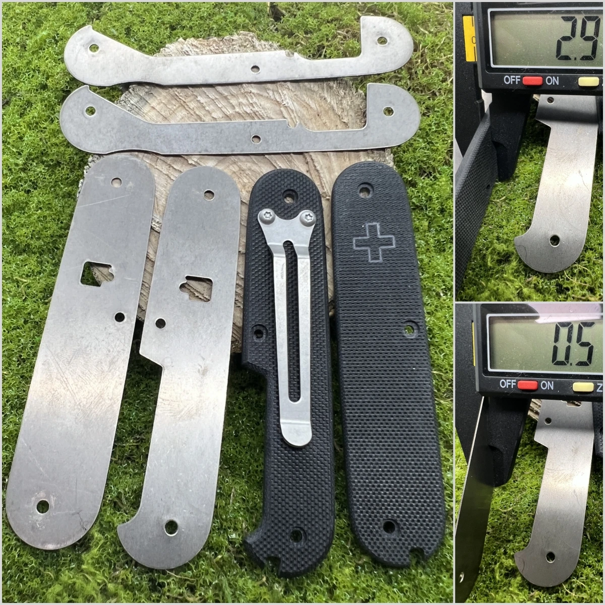 1-set-3-Layers-Black-G10-Handle-Grip-Scales-with-Corkscrew-Slot-For ...