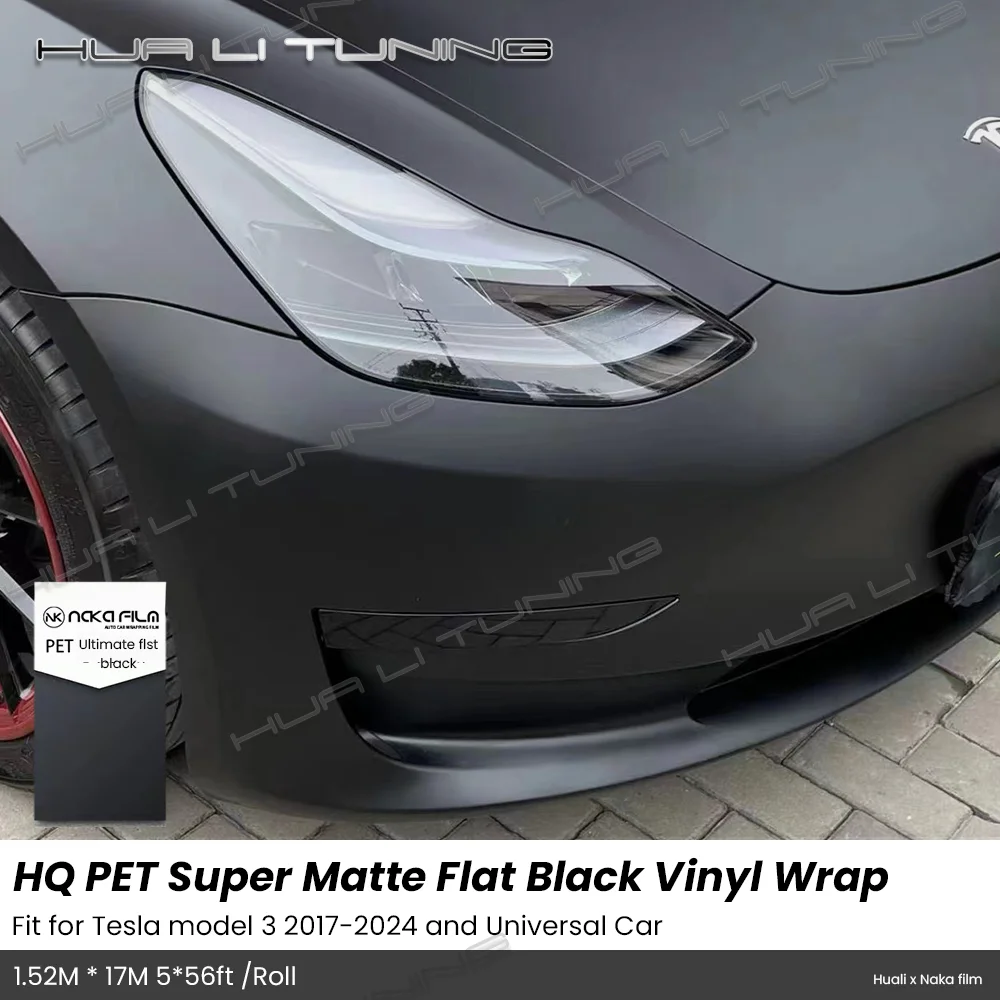 Ultimate-Matte-Black-Vinyl-Wrap-For-Tesla-Model-3-Y-2017-2024-LowTack ...