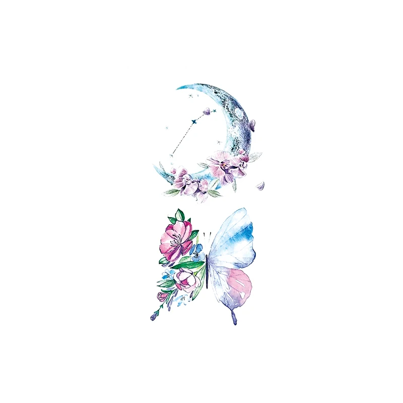 Watercolor Butterfly And Flower Tattoo