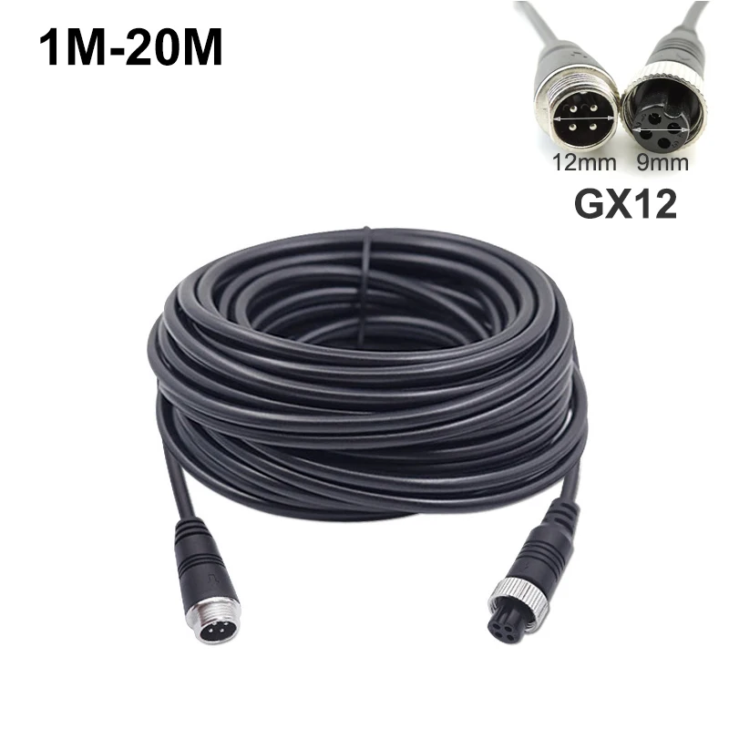 1M 5M 10M 20M 4Pin male to female Aviation GX12 12mm car Video Cable ...