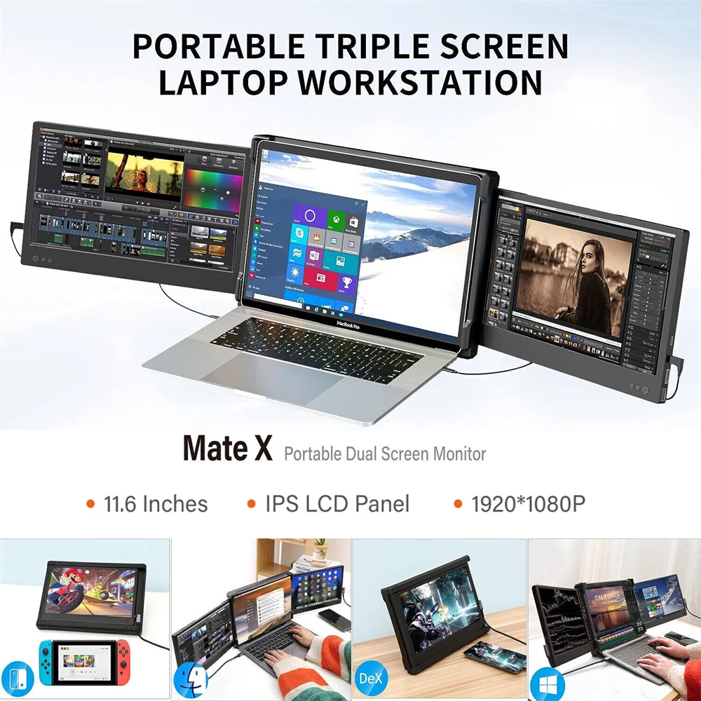 GTMEDIA-11-6Inch-Triple-Portable-Monitor-For-13-0-17-3in-Laptops-Screen ...