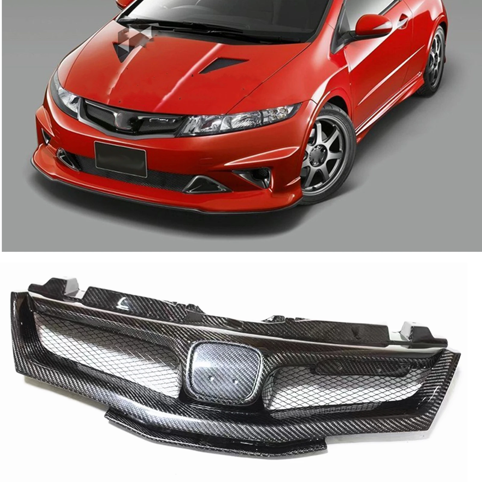 Carbon Fiber Car Front Grille Racing Grills Upper Bumper, 47% OFF