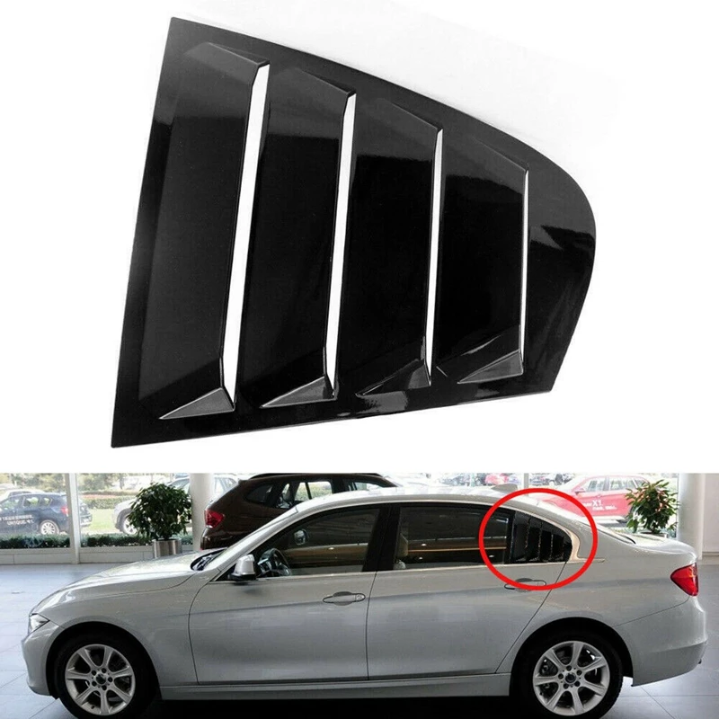 2X-Gloss-Black-Rear-Side-Window-Louvers-Scoop-Cover-Vent-For-BMW-F30-3 ...