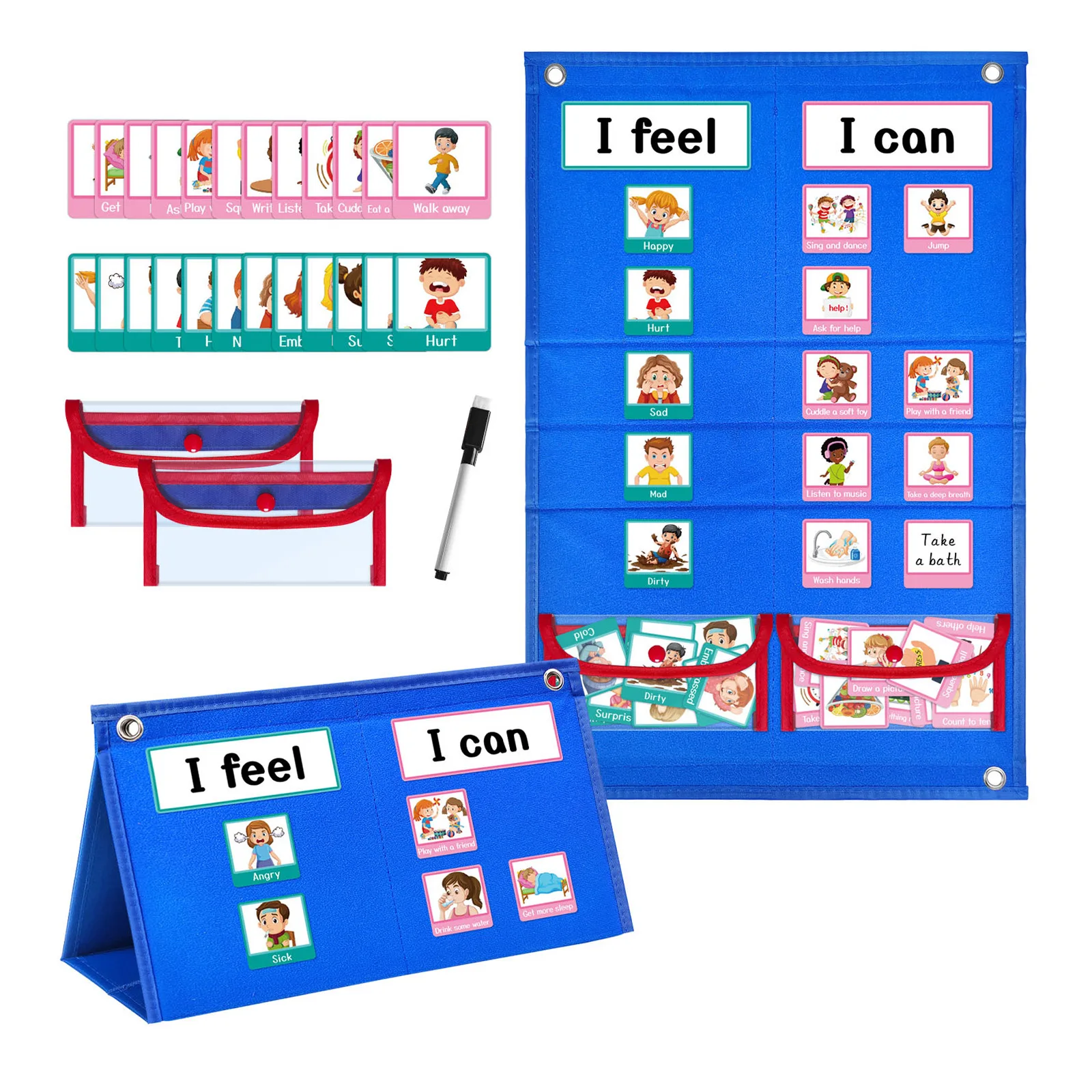 Routine-Pocket-Chart-Educate-Game-Removable-Feeling-Chart-Kids-Visual ...