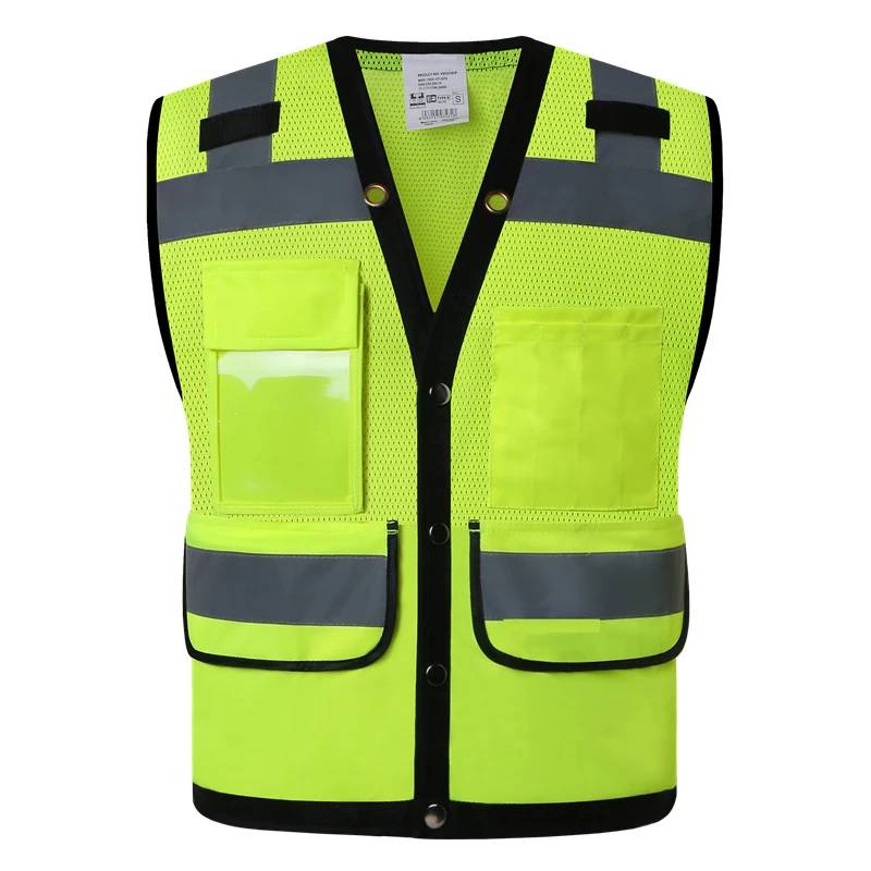 Safety-Vest-High-Visibility-Fluorescent-Yellow-Mesh-Reflective-Vest ...