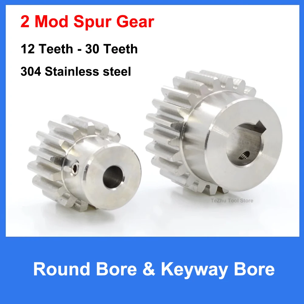 1Pcs-2M-12T-30T-Pinion-Spur-Gear-304-Stainless-Steel-2-Mod-12-Teeth-30 ...