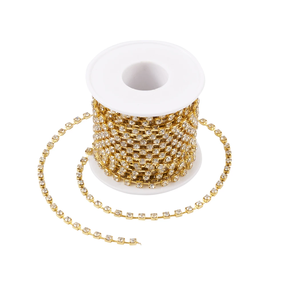 10Yards Brass Rhinestone Strass Chains Clear Crystal Dense Rhinestone ...