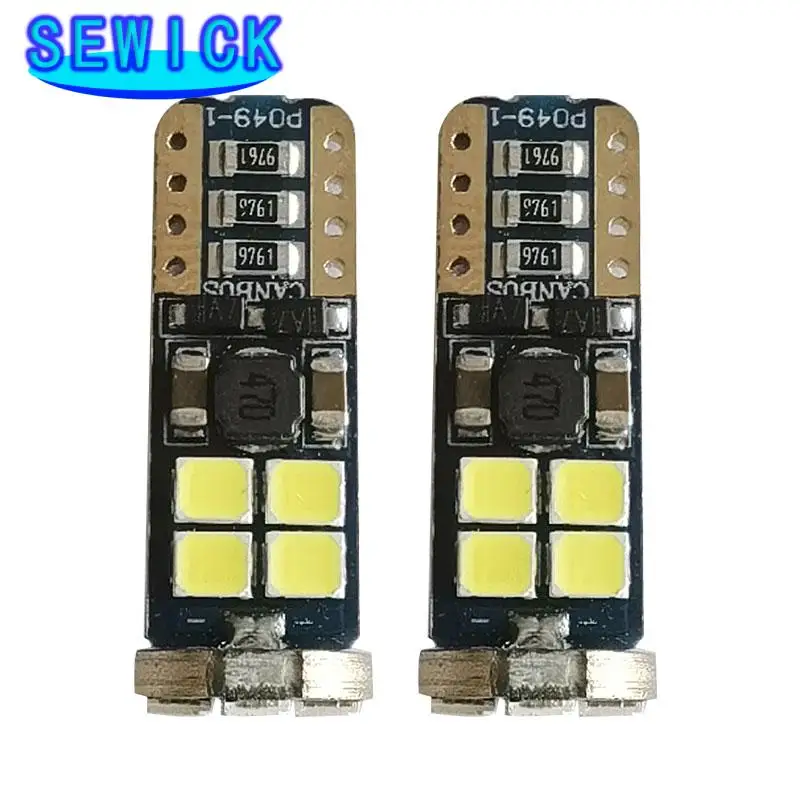 50PCS T10 CANBUS 12SMD 3030 nonpolarity 12V 24V White Car Side Tail ...