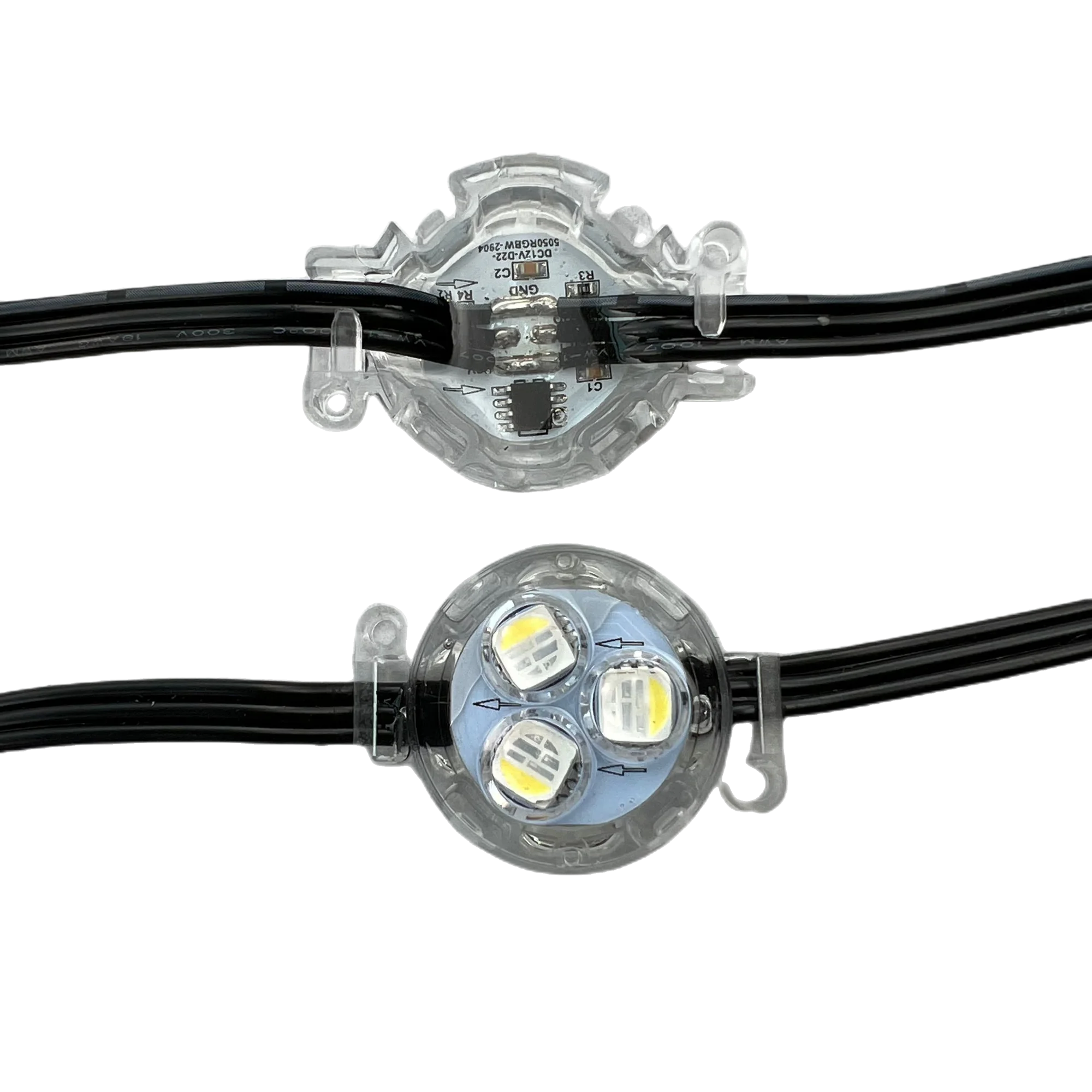 TM1814 IC RGBW LED pixel module;DC12V 20pcs/set 30mm diameter,IP68;0.9W ...