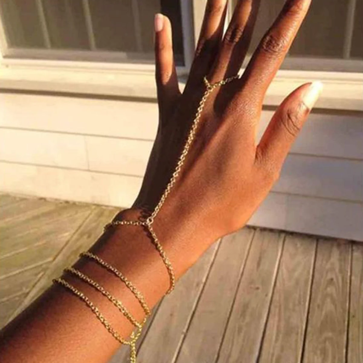 Trendy-18K-Gold-Plated-Metal-Stainless-Steel-O-link-Mitten-Bracelet ...