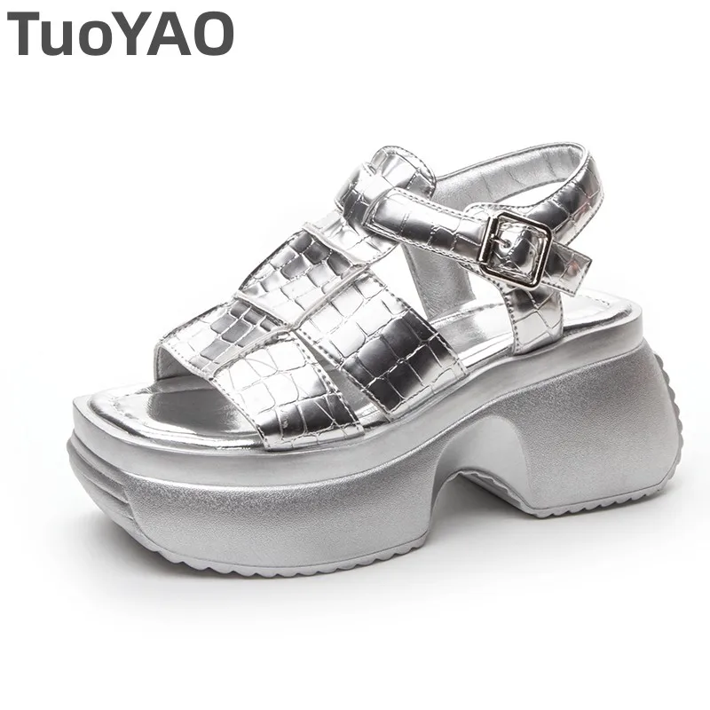 7cm-PU-Synthetic-Patent-Microfiber-Leather-Platform-Slipper-Sandals ...