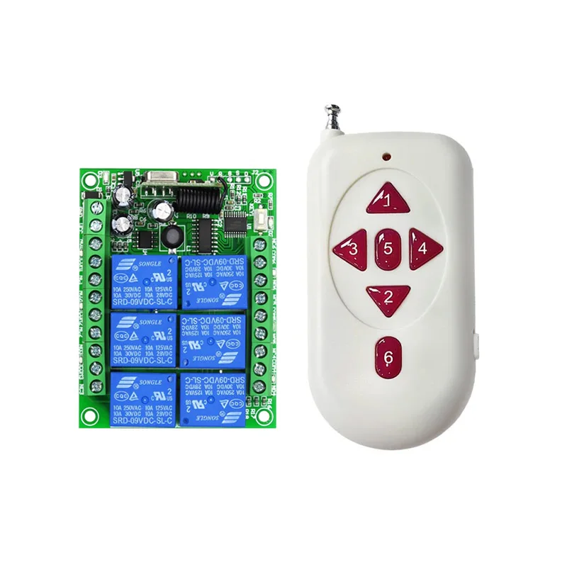 Universal 433mhz DC 12V 6 channel RF Wireless radio Remote Control ...