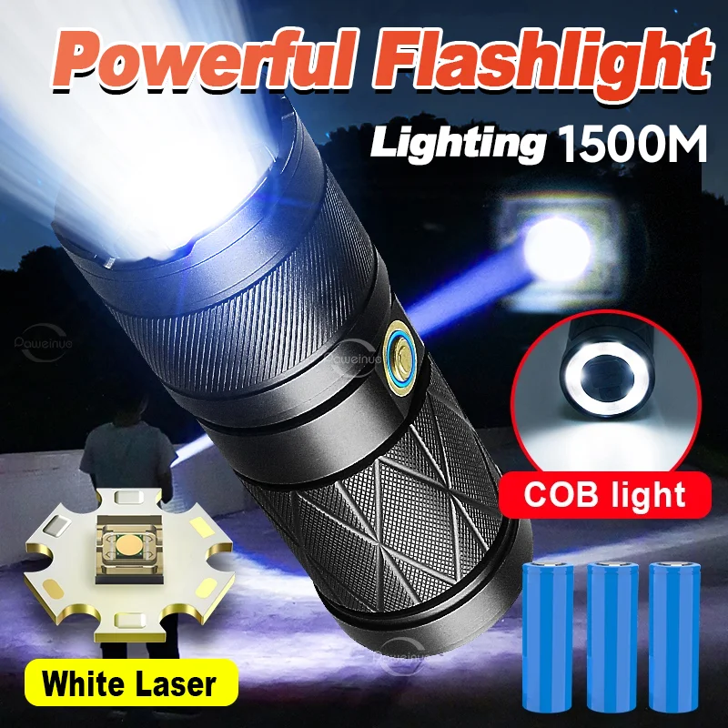 Recharge Flashlight USB High Power LED Flashlights 12000mAh Powerful ...