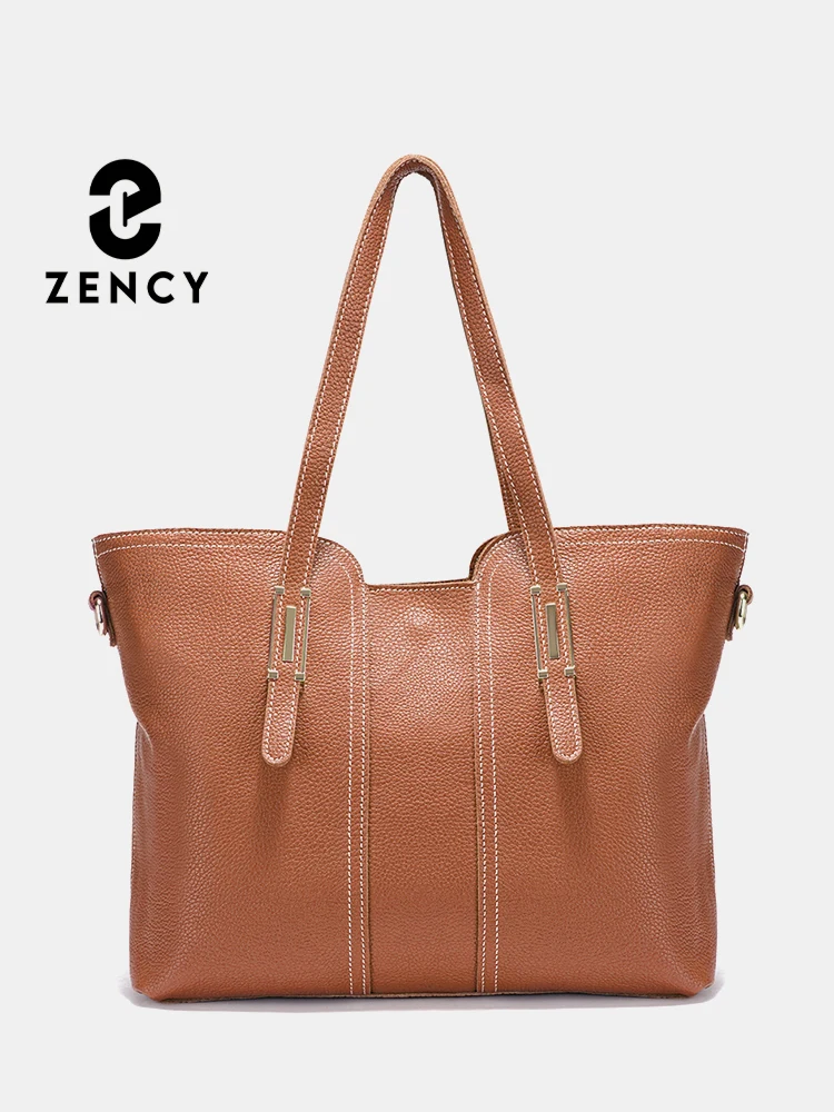 Zency-100-Genuine-Leather-Handbag-Large-Capacity-Women-Shoulder-Bag-Retro-Tote-Purse-High ...
