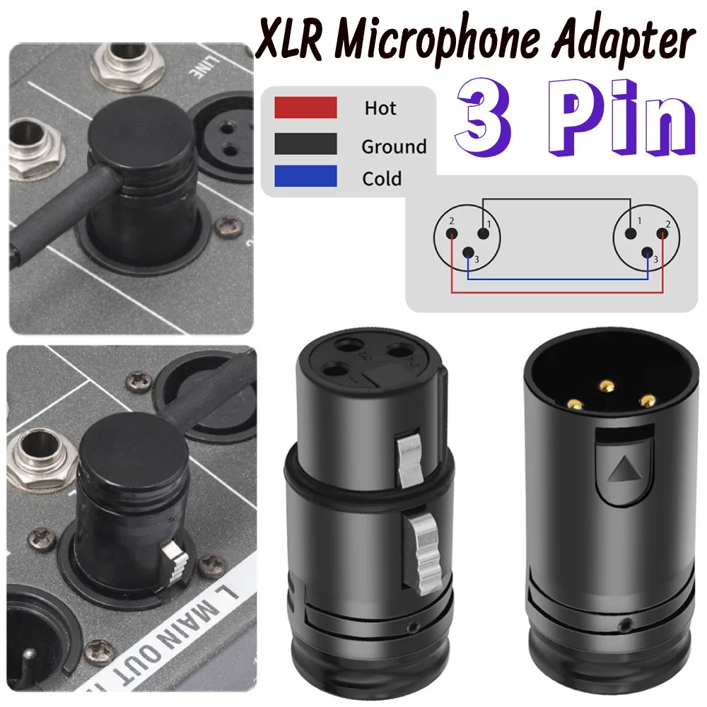Male To Male/Female To Female Compact XLR Microphone Solder Adapter 3 ...