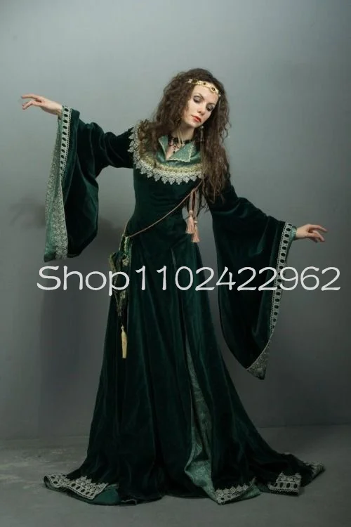 Emerald-Green-Velvet-Eowyn-Renaissance-Medieval-Prom-Dresses-Fairy-Long ...