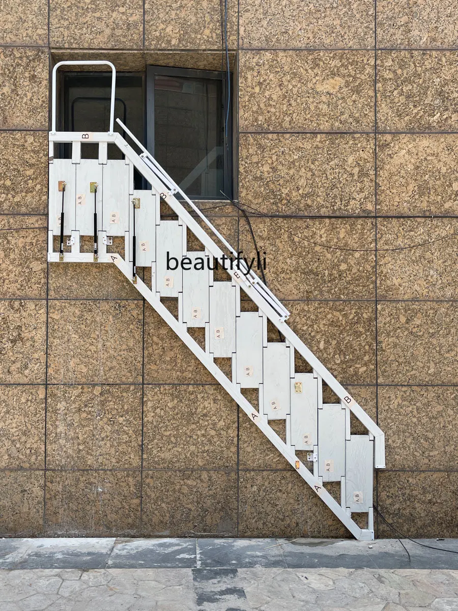 Wall Folding Stairs Home Attic Steps Steel Structure Room Outdoor Small ...