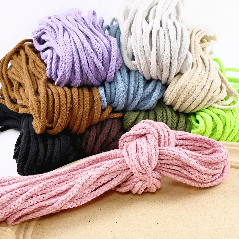 20M 5/7mm Twisted Cotton Cords Braided String Ropes Bag Strap Rope ...