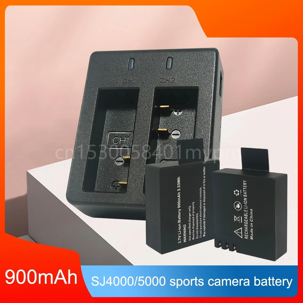3.7V 900mAh Li-Ion Battery sj4000 sj5000 sj6000 Battery + USB dual ...