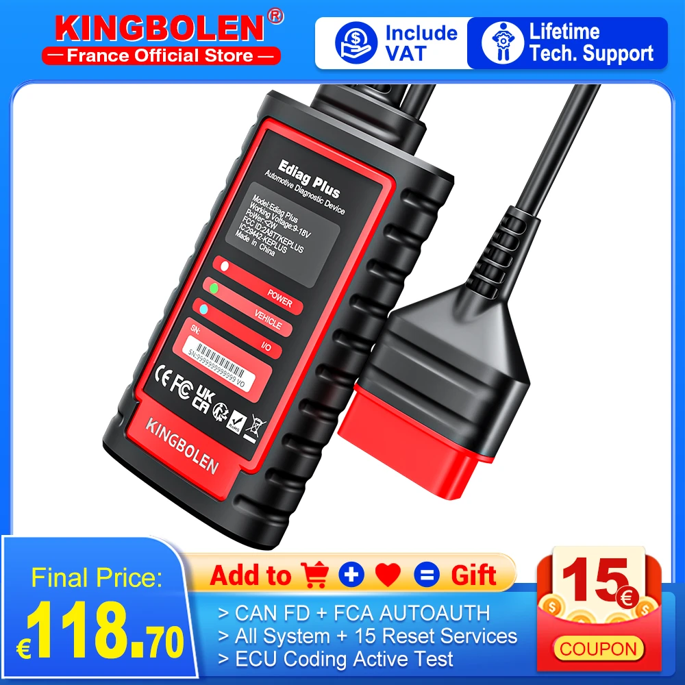 Kingbolen Ediag Plus Canfd All System Ecu Coding Active Test 16 Reset ...