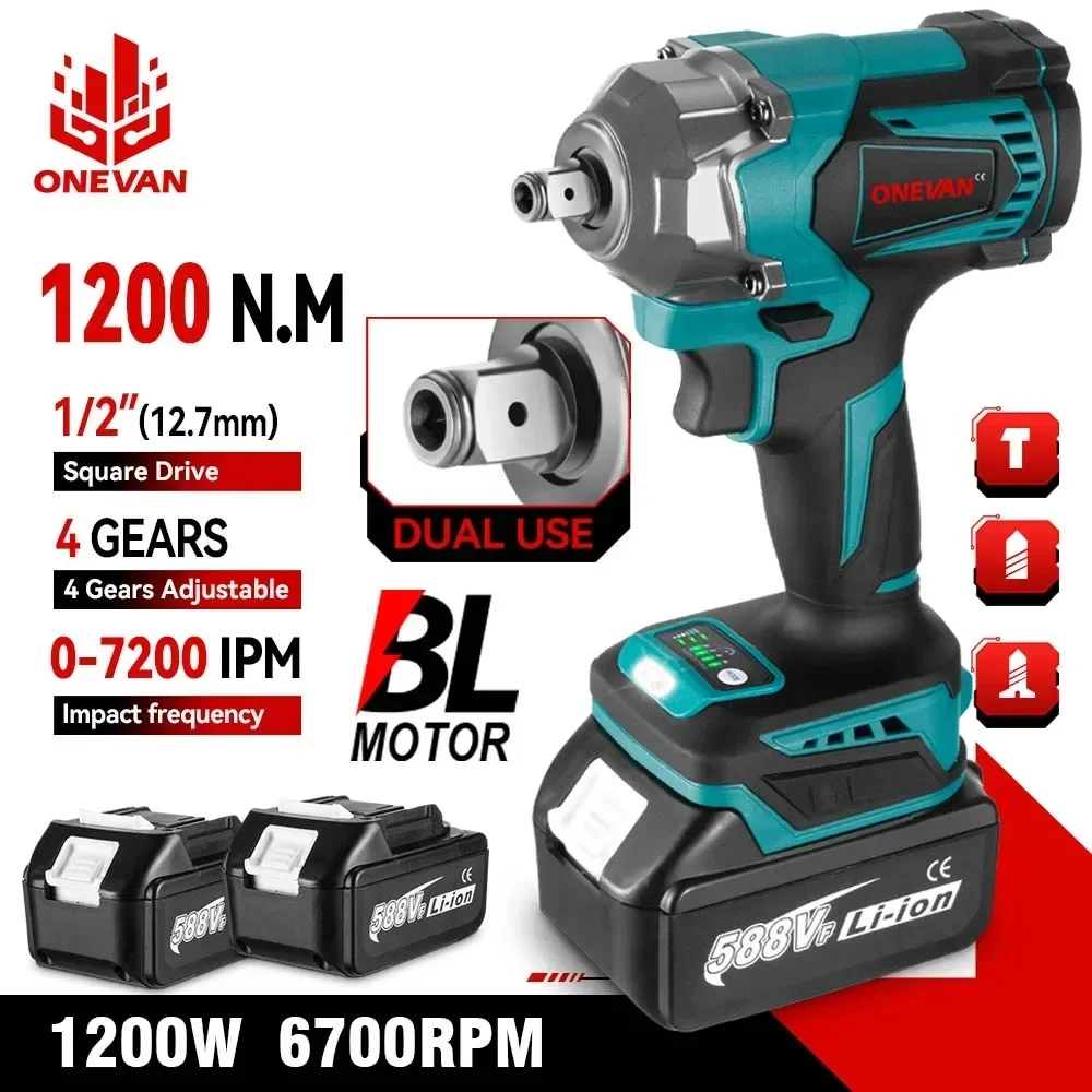 ONEVAN-1200N-M-Torque-Brushless-Electric-Impact-Wrench-1-2-inch ...