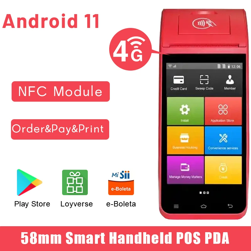 4G Handheld POS PDA Printer Android11 58mm Thermal Ticket Printer Mobile Receipt Bill POS ...