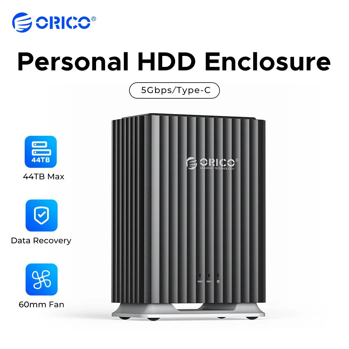 ORICO-2-Bay-DAS-HDD-Docking-Station-Type-C-12V4A-Power-Silent-Design ...