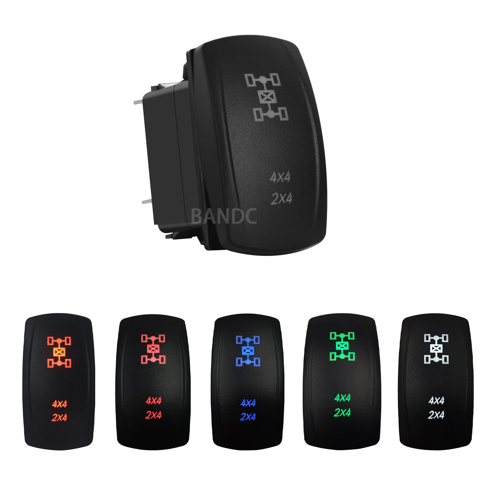 4X4-2X4-4WD-2WD-Rocker-Switch-5-Pin-On-OFF-SPST-Four-Wheel-Drive-Toggle ...