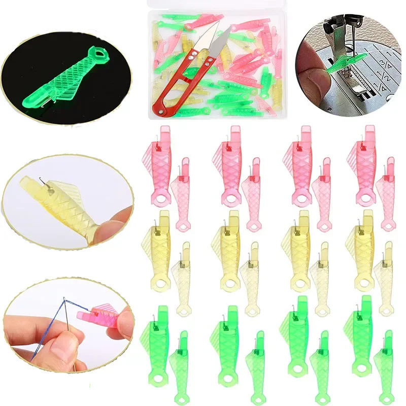 5-10-20-30PCS-Quickly-Auto-Needle-Threader-DIY-Sewing-Tools-Green-Punch ...