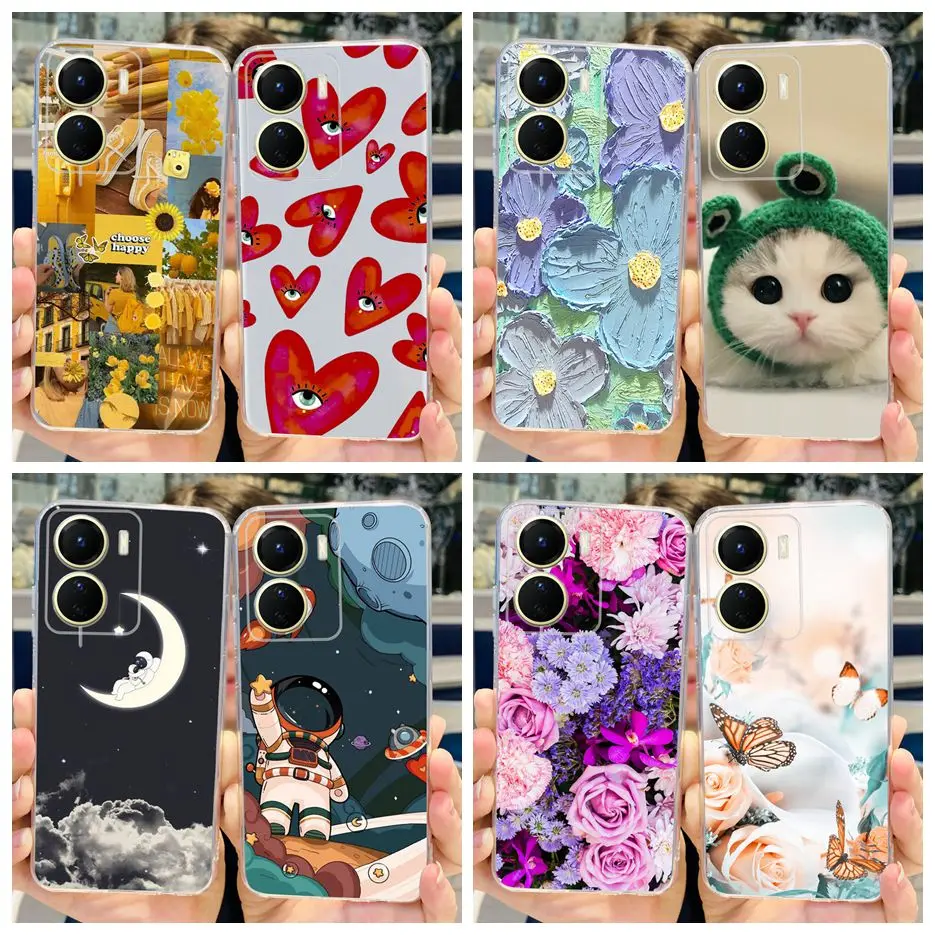 For-Vivo-Y16-4G-Case-V2204-V2214-Colorful-Painted-Clear-Silicone-Soft ...