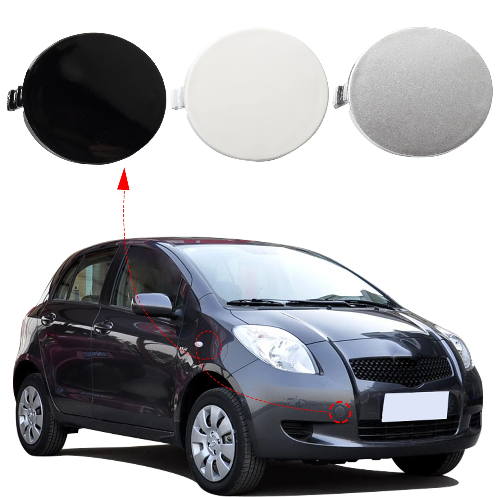 Front-Bumper-Tow-Hook-Cover-Cap-Towing-Eye-For-Toyota-Yaris-4Door-Sedan ...