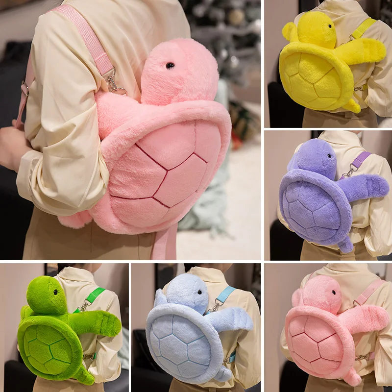 40CM Colorful Turtle Plush Backpack Sea Animal Stuffed Soft Doll ...