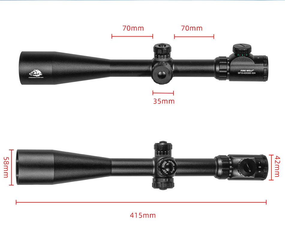 Fire Wolf 10-40x50 E Scope Long Range Riflescope Side Wheel Parallax ...