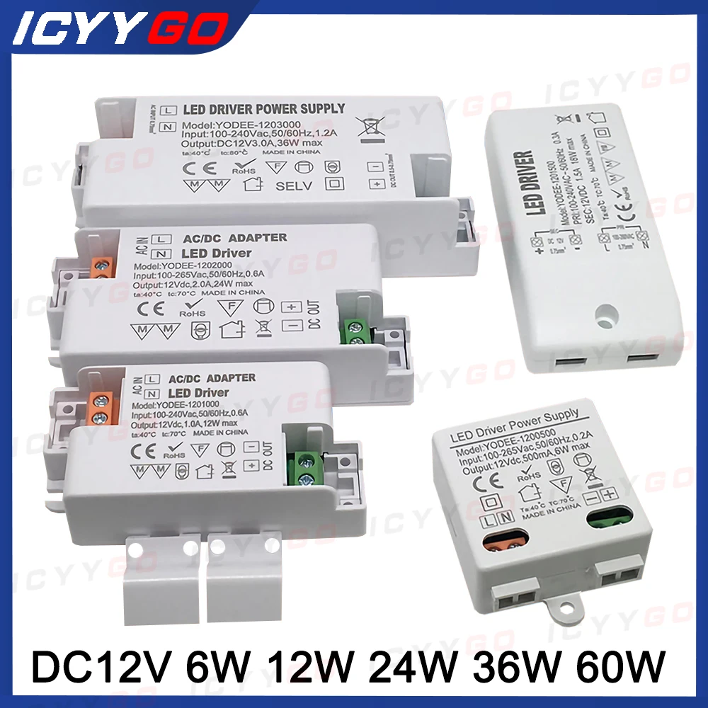 6W-12W-24W-36W-60W-DC12V-Constant-Voltage-Power-Supply-Light-Bar ...