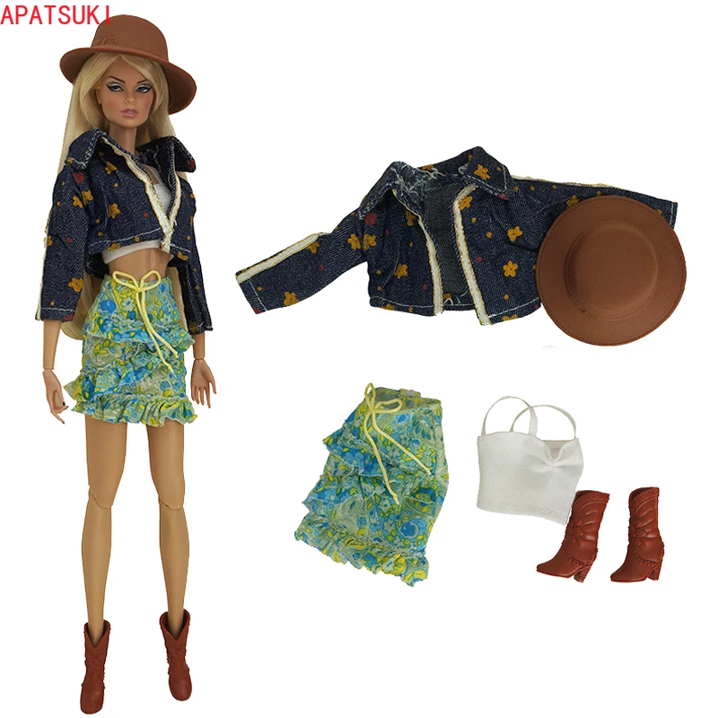 Cowboy Fashion Doll Outfits For Barbie Clothes Set Coat Jacket Top ...