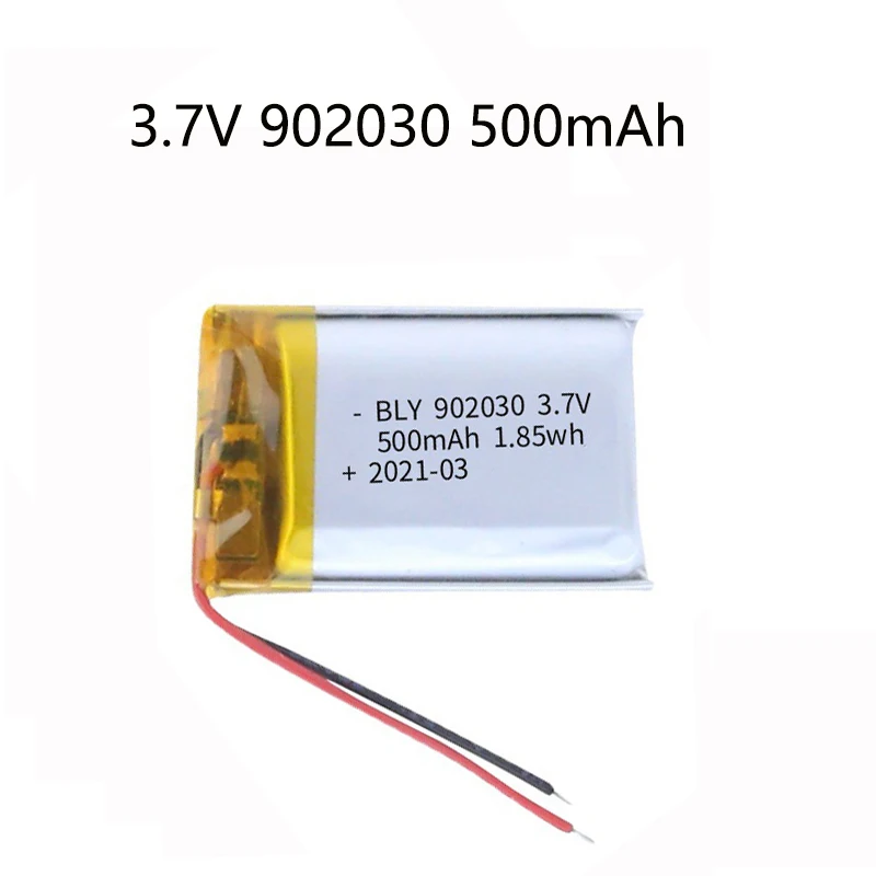 3.7V 500mAh 902030 polymer lithium ion rechargeable battery for LED ...