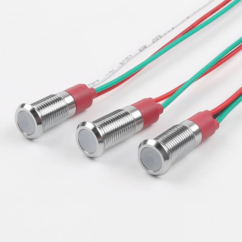 8mm Red and Green Bicolor LED Metal Indicator Light with Wire, 3V/6V ...