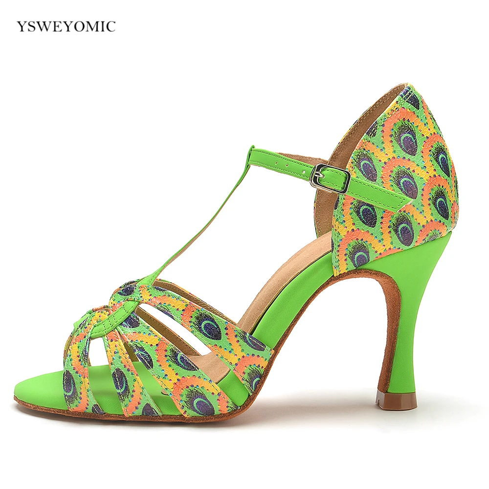 YSWEYOMIC-Spring-Style-Green-Girls-and-Women-Latin-Salsa-Dance-Shoes ...
