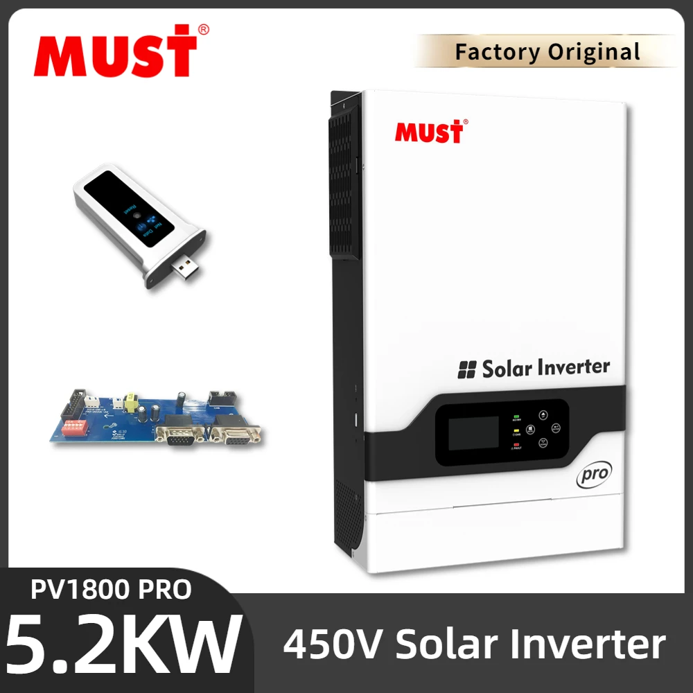 MUST Parallel PV1800 PRO 5.2KW 450V Hybrid Off Grid Solar Inverter 5200W MPPT 80A Charge ...
