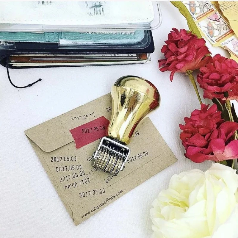 Brass-Handle-Date-Stamp-Metal-Rotating-Wheel-Postmark-DIY-Scrapbook ...