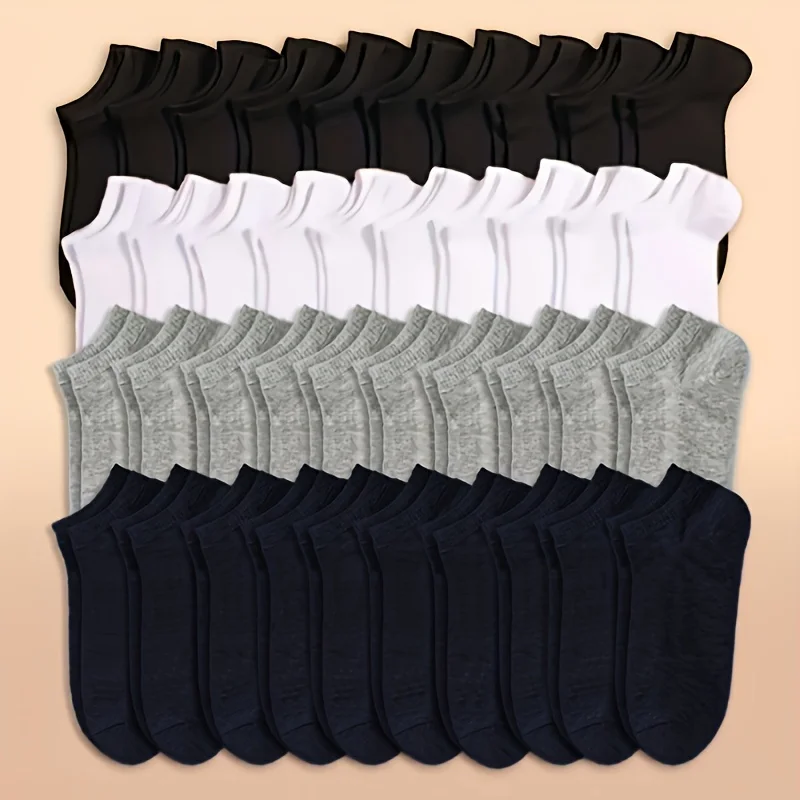 10-20-30-40-60-Pairs-Of-Unisex-Solid-Color-Socks-Comfy-Breathable-Soft ...