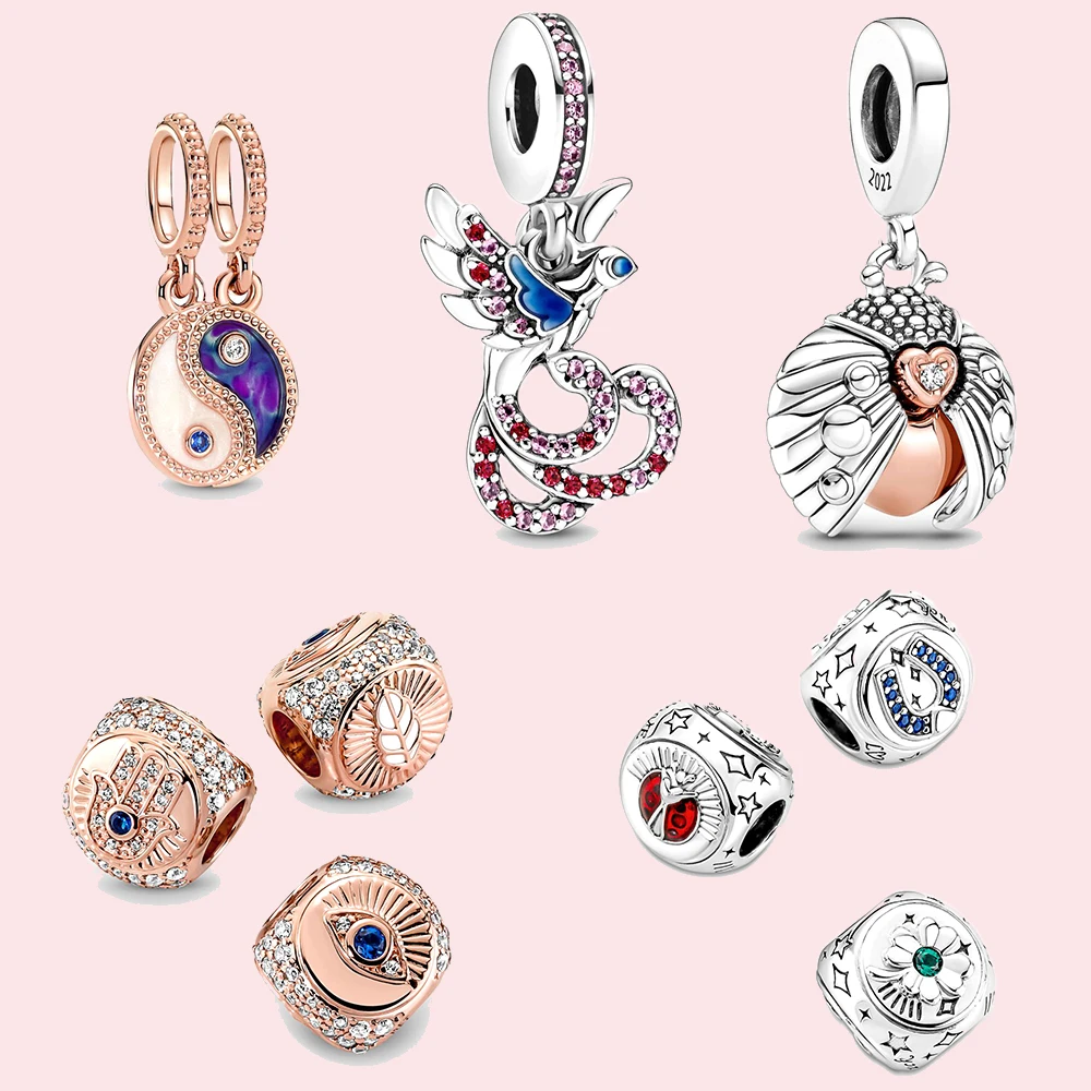 925-Silver-Mythical-Phoenix-Ladybug-Sparkling-All-Seeing-Eye-Charms-fit ...