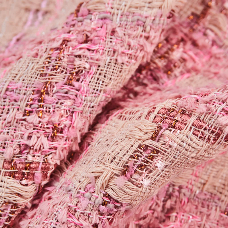 Tela de Tweed suave de algodón y lana rosa para abrigo, pantalones ...