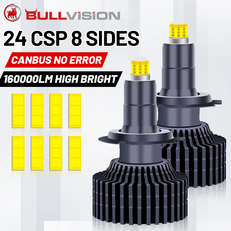 BULLVISION-faro-LED-para-coche-l-mpara-de-160000LM-H7-H1-H8-H9-360-HB3 ...