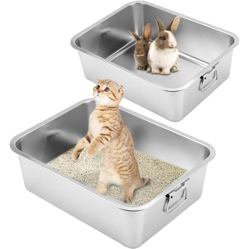 304 Stainless Steel Large Metal Cat Litter Box for Kitty and Rabbits ...
