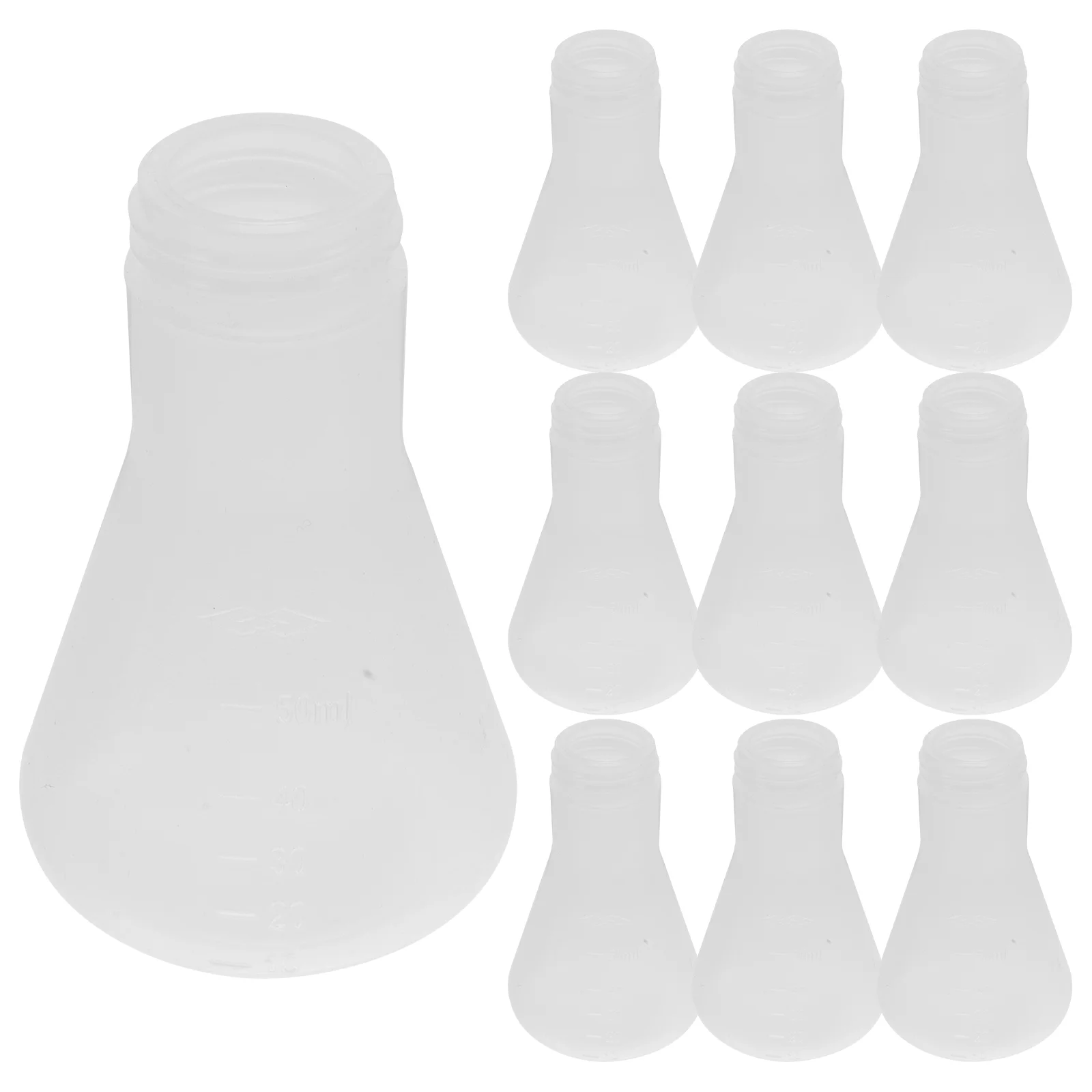 10 Pcs Plastic Erlenmeyer Flask Translucent Beakers with Screw Cap ...