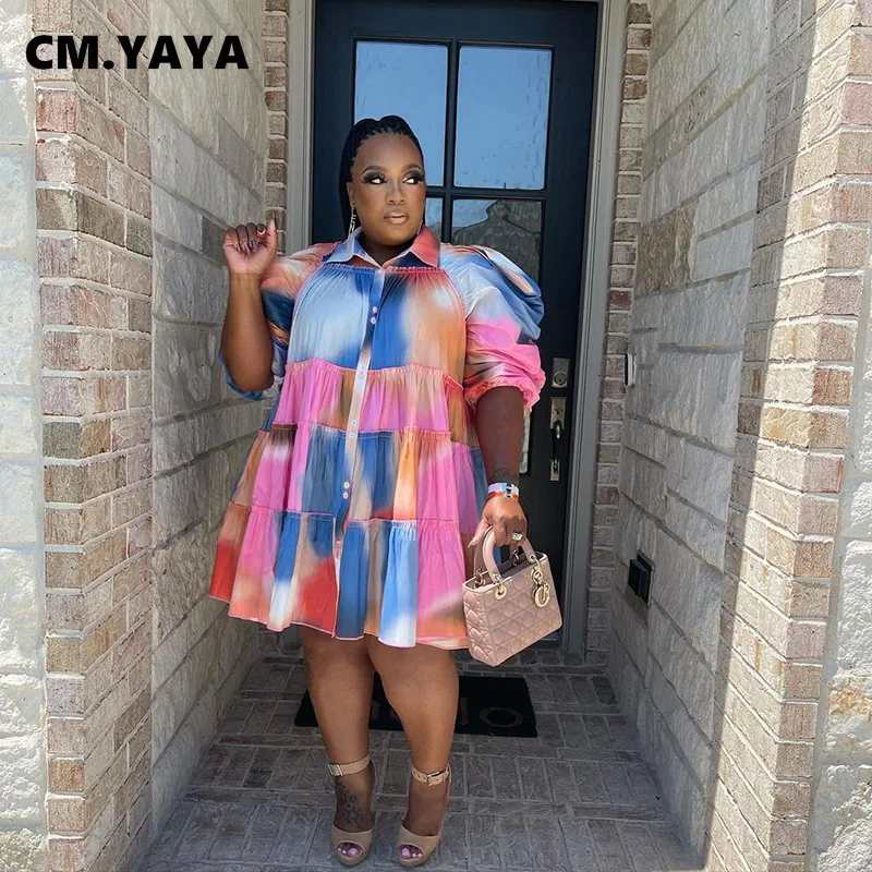 CM-YAYA-Elegant-Women-Graffiti-Cape-Stye-Big-Swing-Loose-Smock-Dress ...