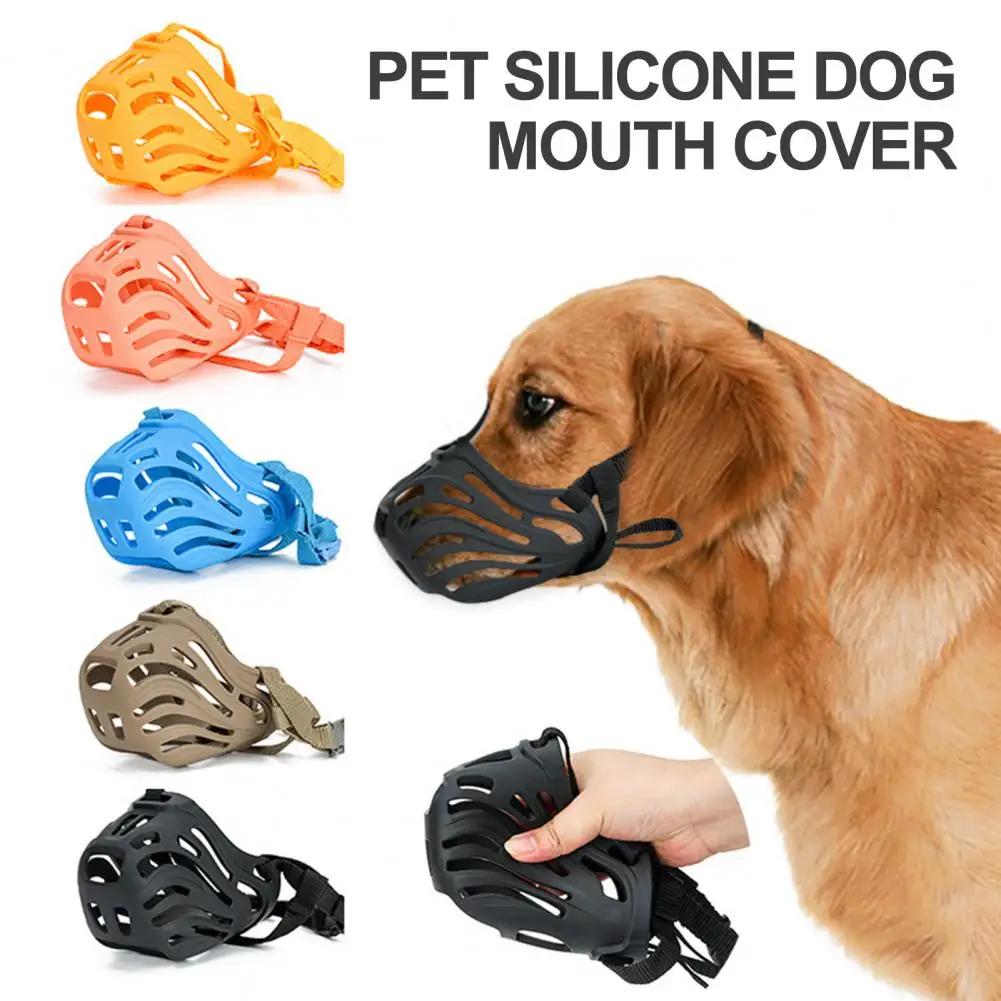 Silicone-Dog-Muzzle-with-Adjustable-Strap-Prevent-Bite-Pet-Muzzle-Anti-Barking-Dog-Basket-Cage ...